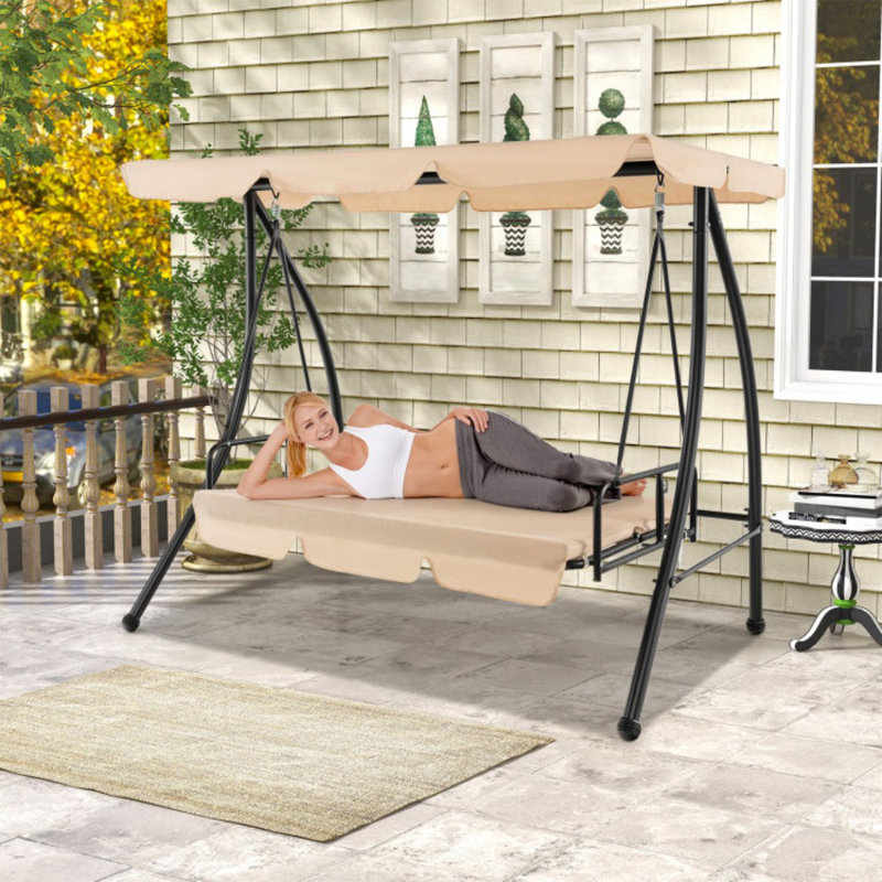 Arlmont & Co. Oivi 2 Person Porch Swing with Canopy | Wayfair